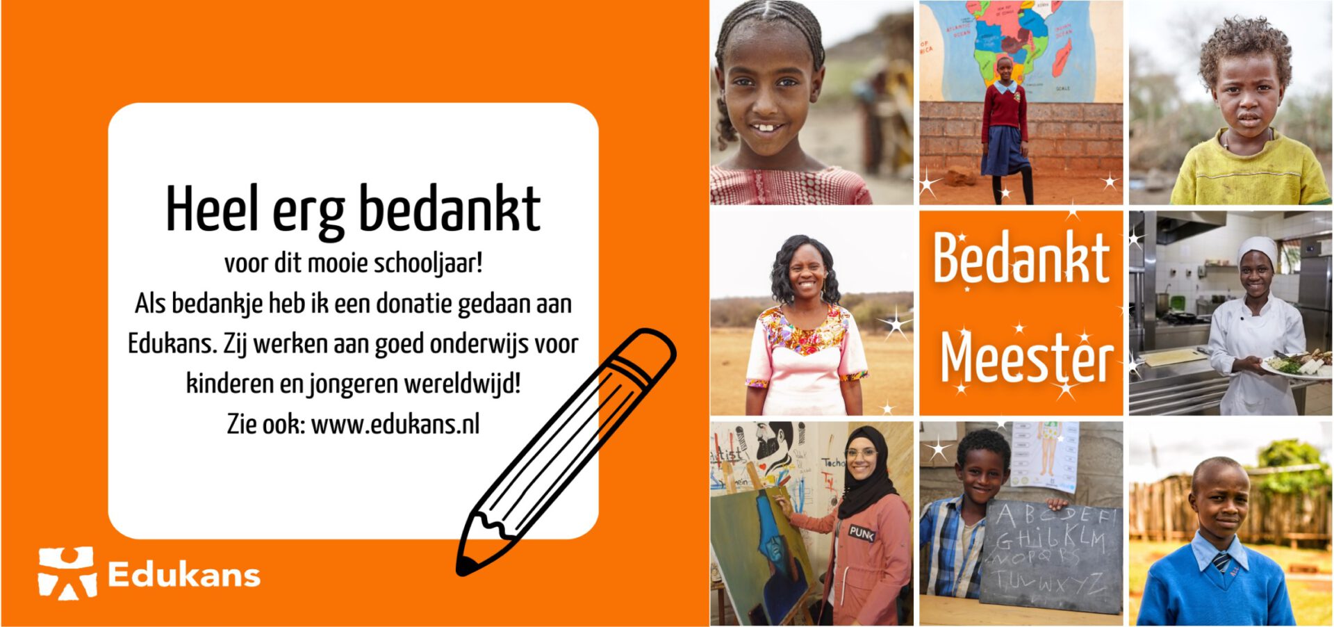 Bedankkaart juf en meester - Edukans